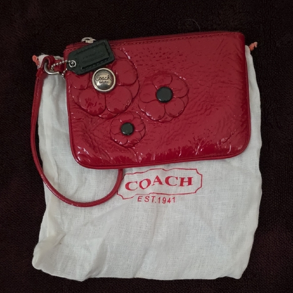 Coach | Bags | Coach Red Floral Wristlet | Poshmark